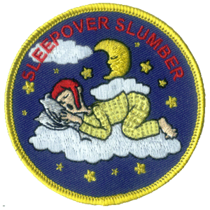 Sleepover Slumber 75mm fun badge – Badges & Things | Coventry Scout Shop